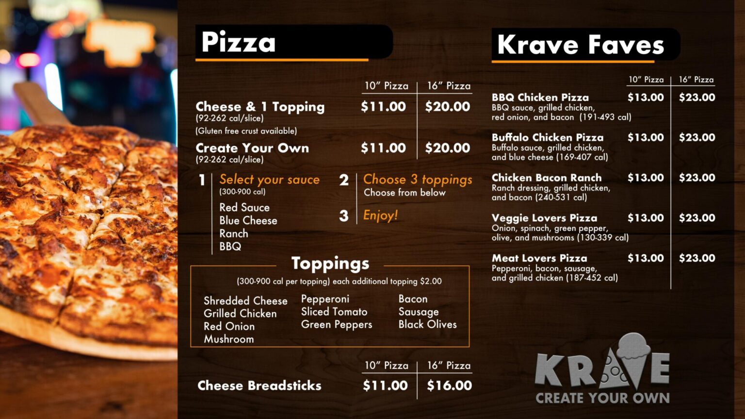 Krave menu - Ann Arbor, MI