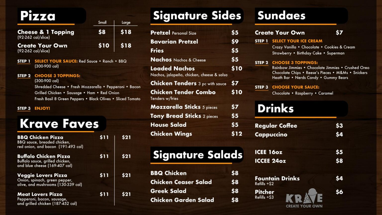 Krave menu - Novi, MI