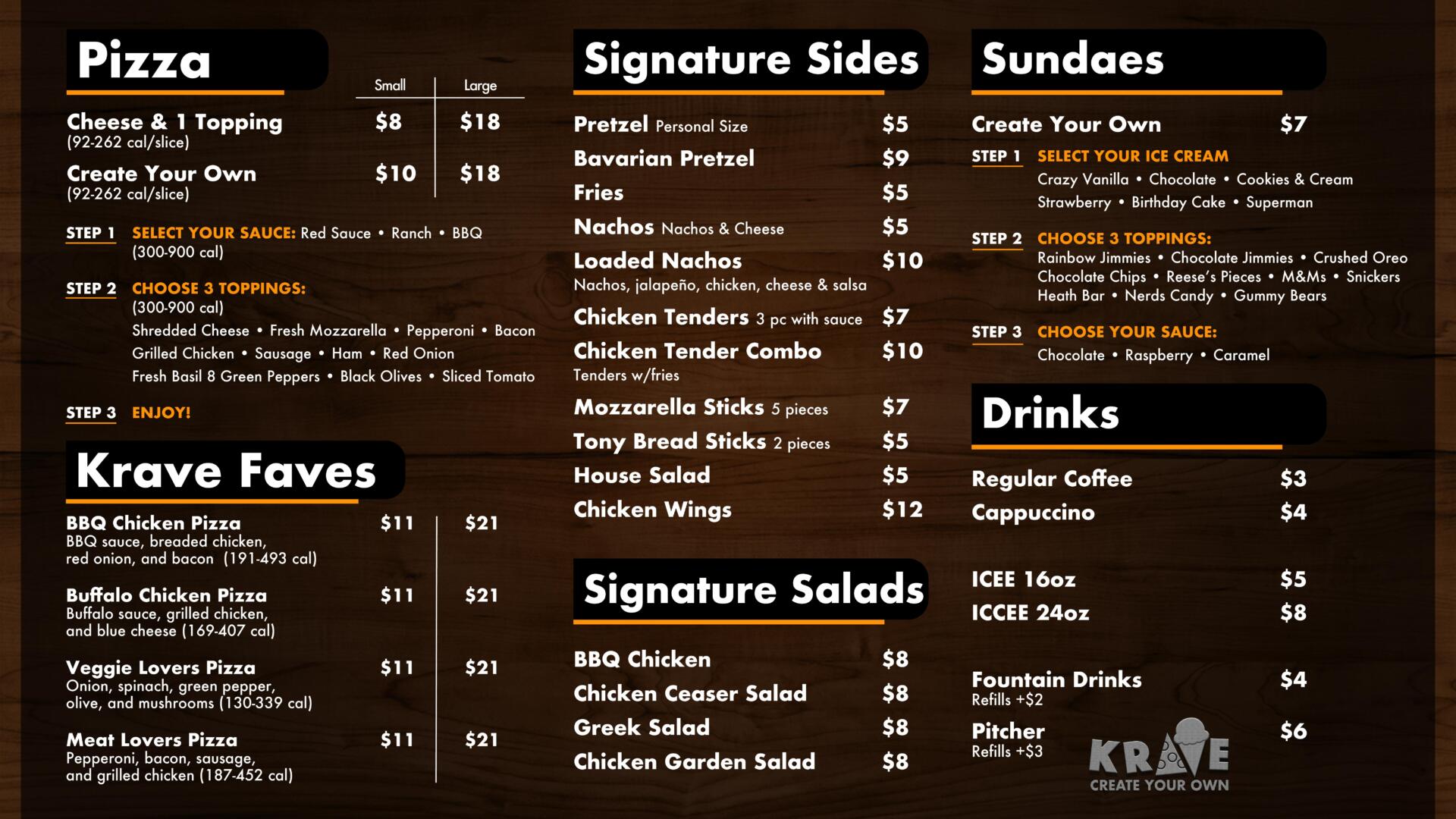 Krave menu - Novi, MI