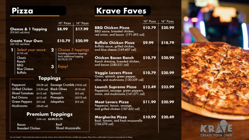 Krave menu - Warwick, RI