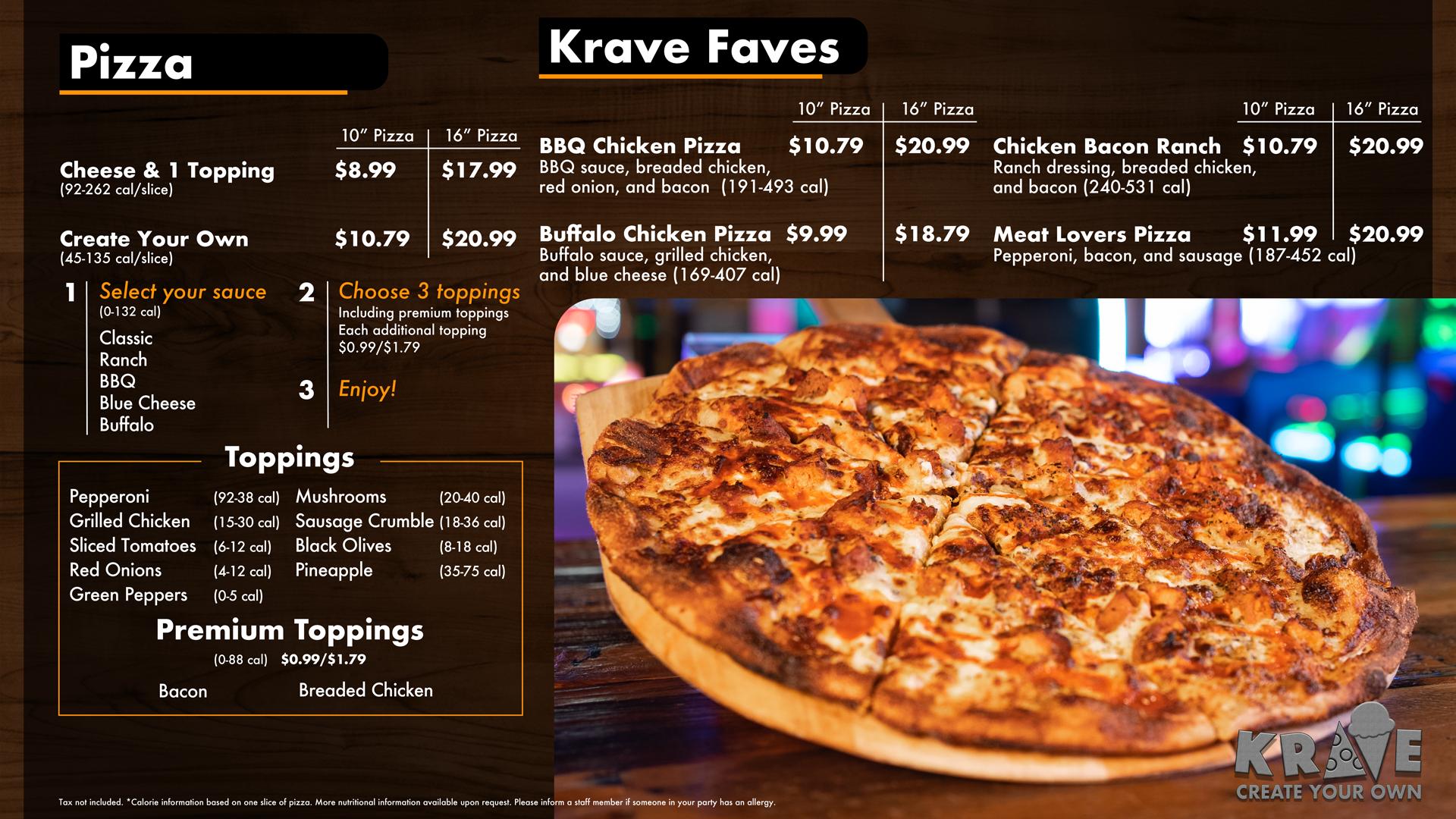 Krave menu - Warwick, RI